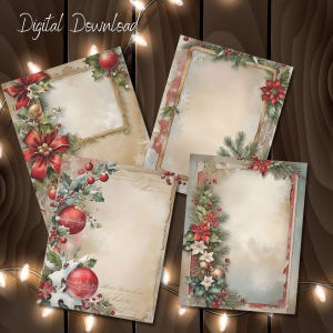 Classic Christmas Background, Printable Junk Journal Page, Digital ...