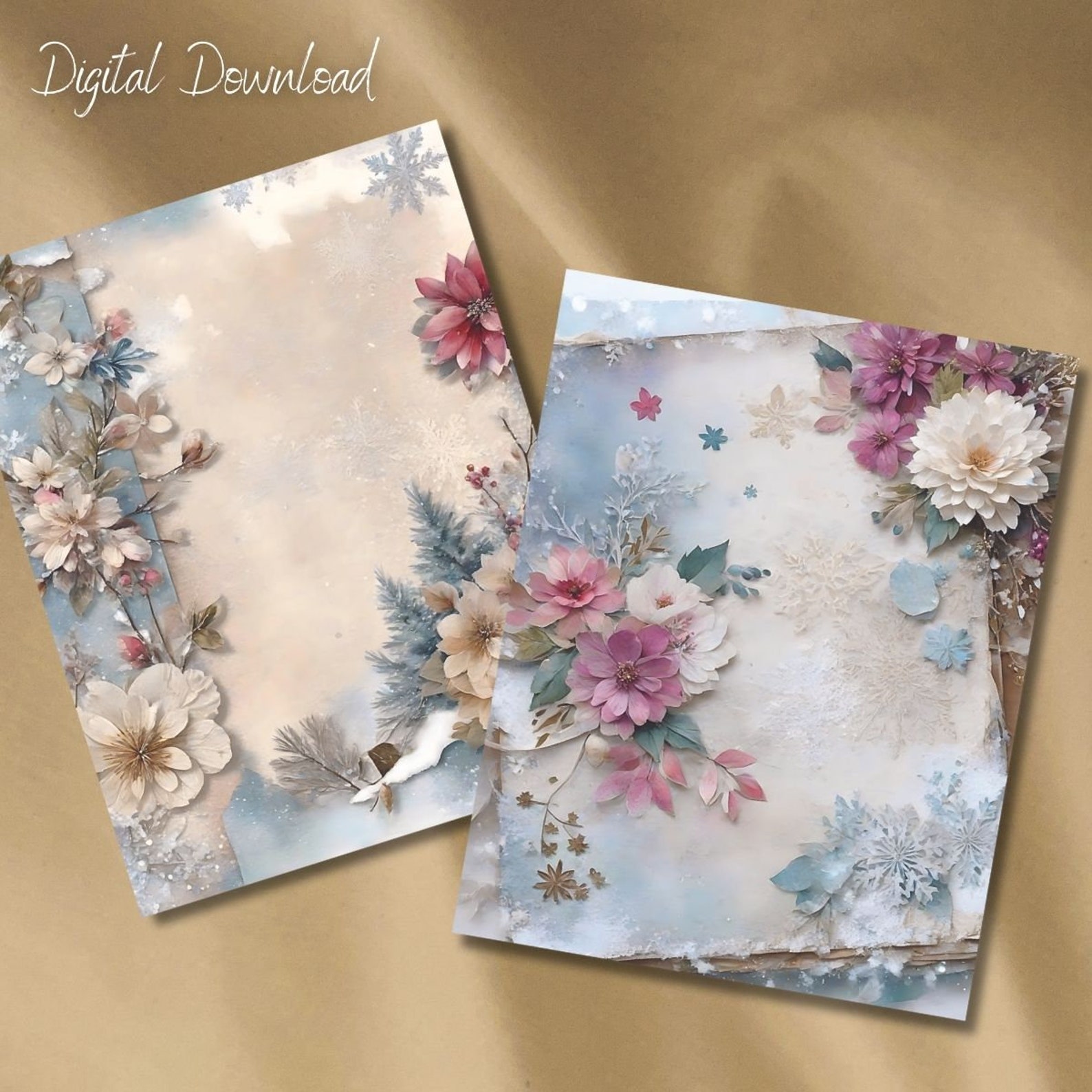 Floral Symphony, Printable Junk Journal Pages, Digital Scrapbook Kit ...