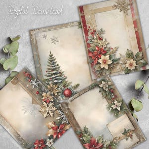 Classic Christmas Background, Printable Junk Journal Page, Digital ...