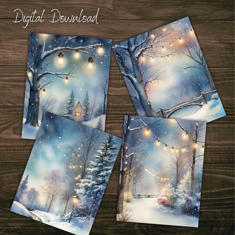 Hanging Light Christmas | Digital Paper Pack | Vintage & Rustic Designs ...