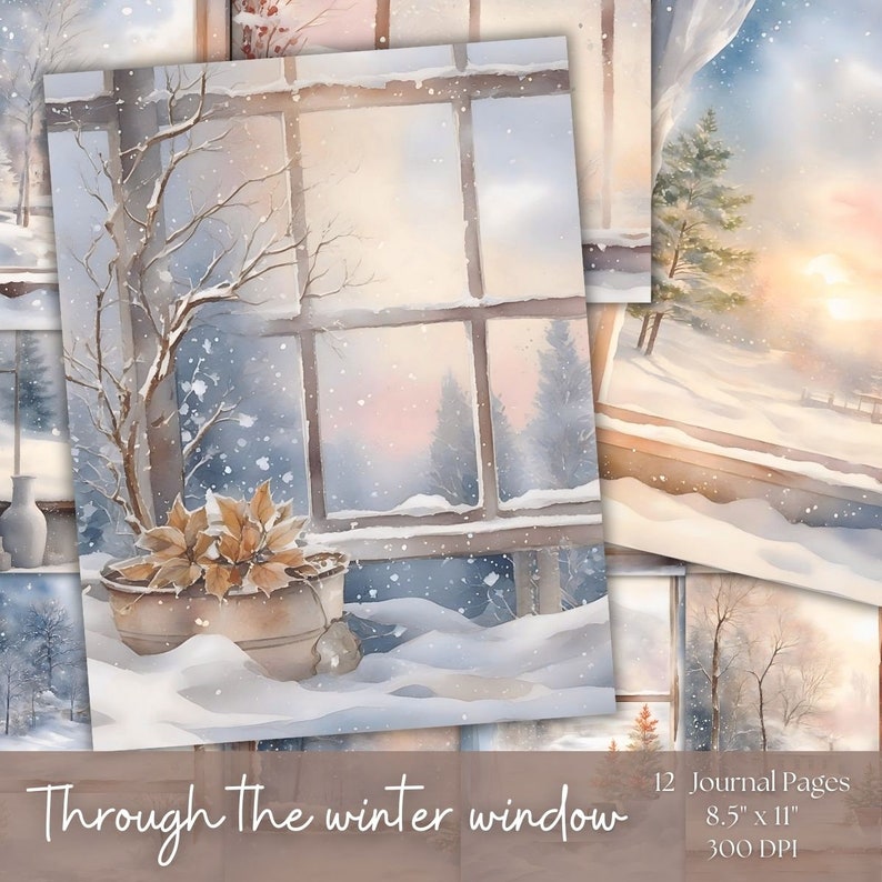 Through the Winter Window, Printable Junk Journal Pages, Digital ...