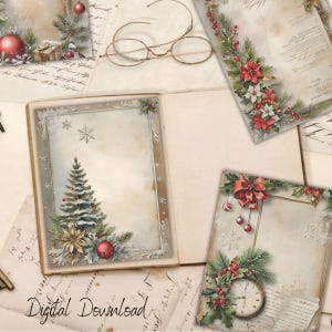 Classic Christmas Background, Printable Junk Journal Page, Digital ...