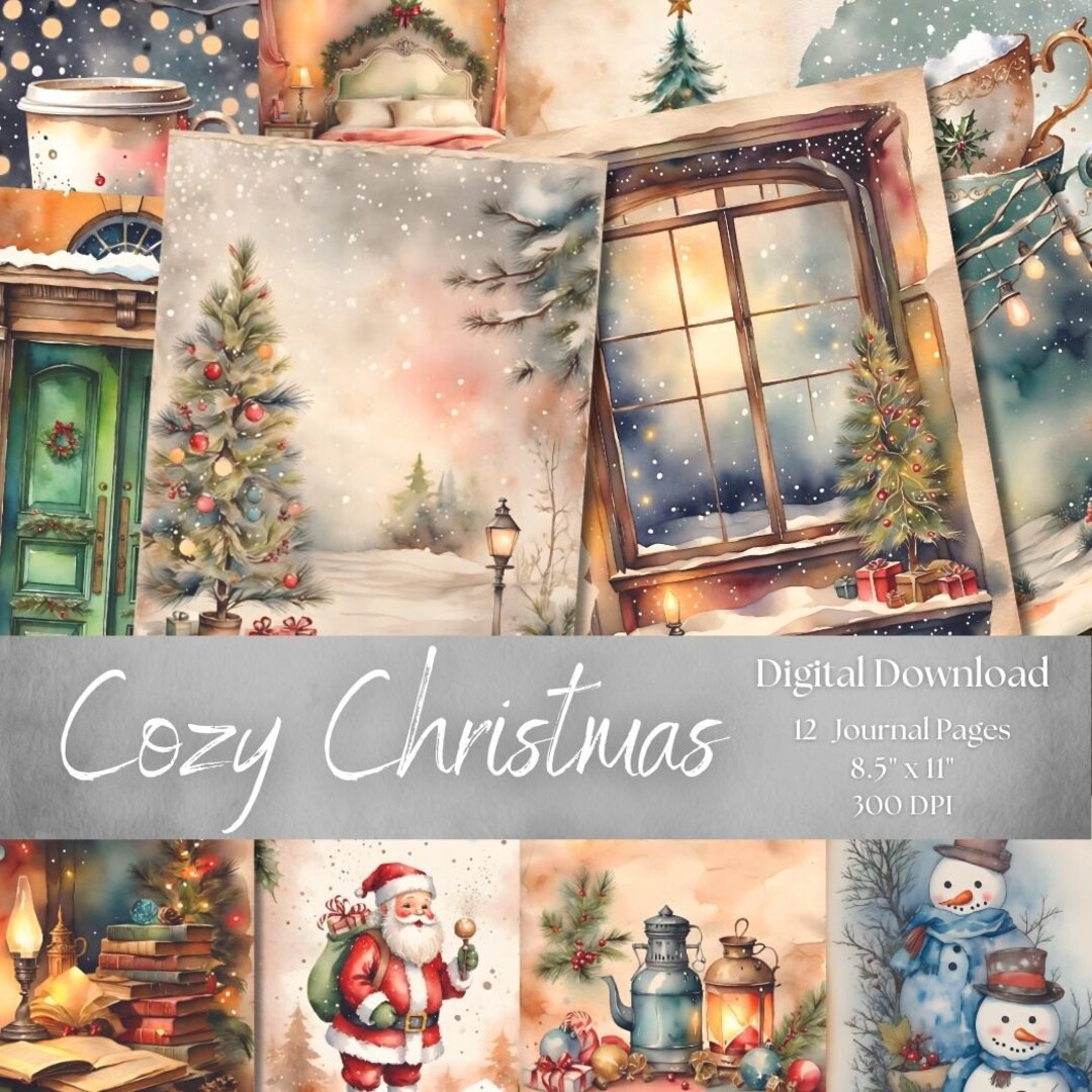 Cozy Christmas, Printable Junk Journal Pages, Digital Scrapbook Kit ...