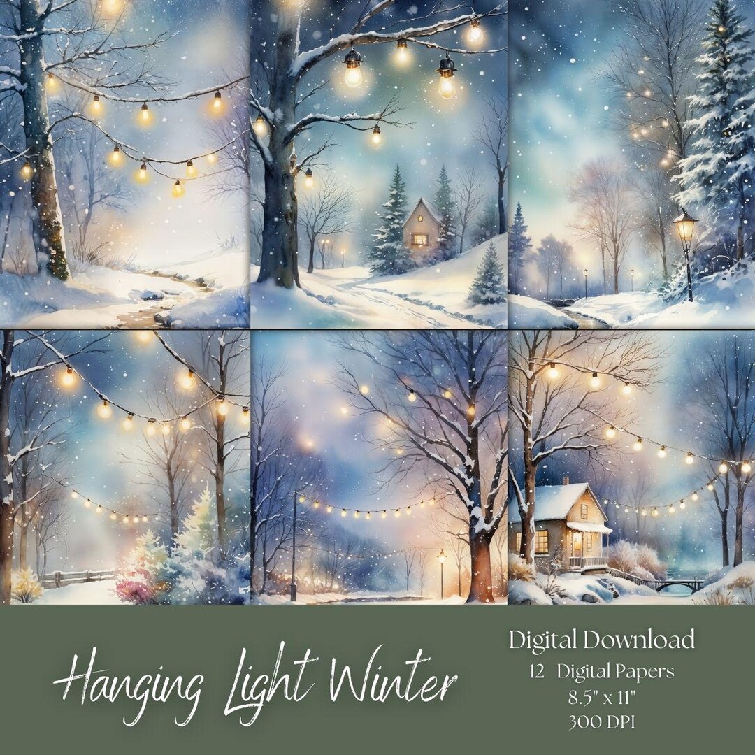 Hanging Light Christmas | Digital Paper Pack | Vintage & Rustic Designs ...