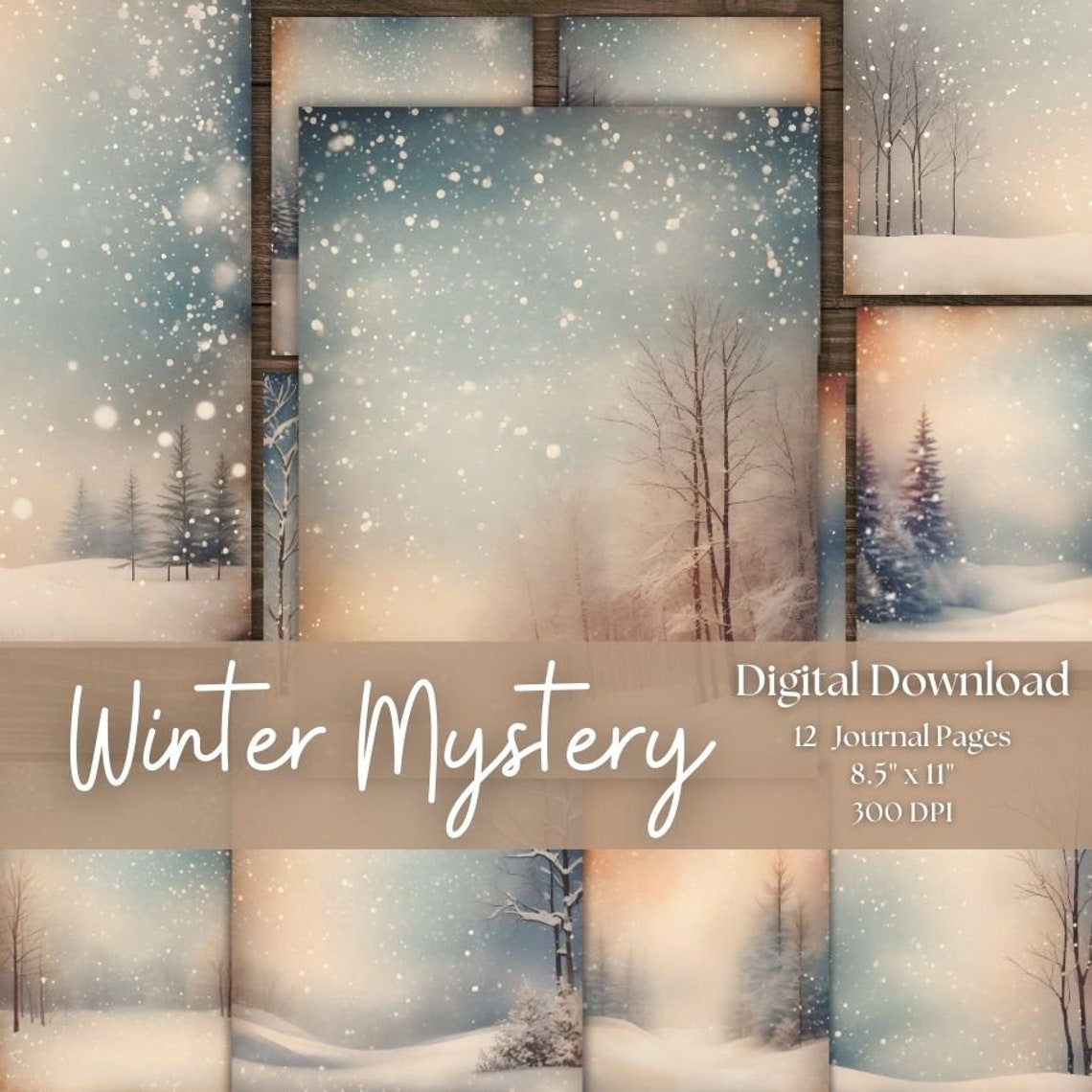 Winter Mystery, Christmas Junk Journal Pages, Digital Scrapbook Kit ...