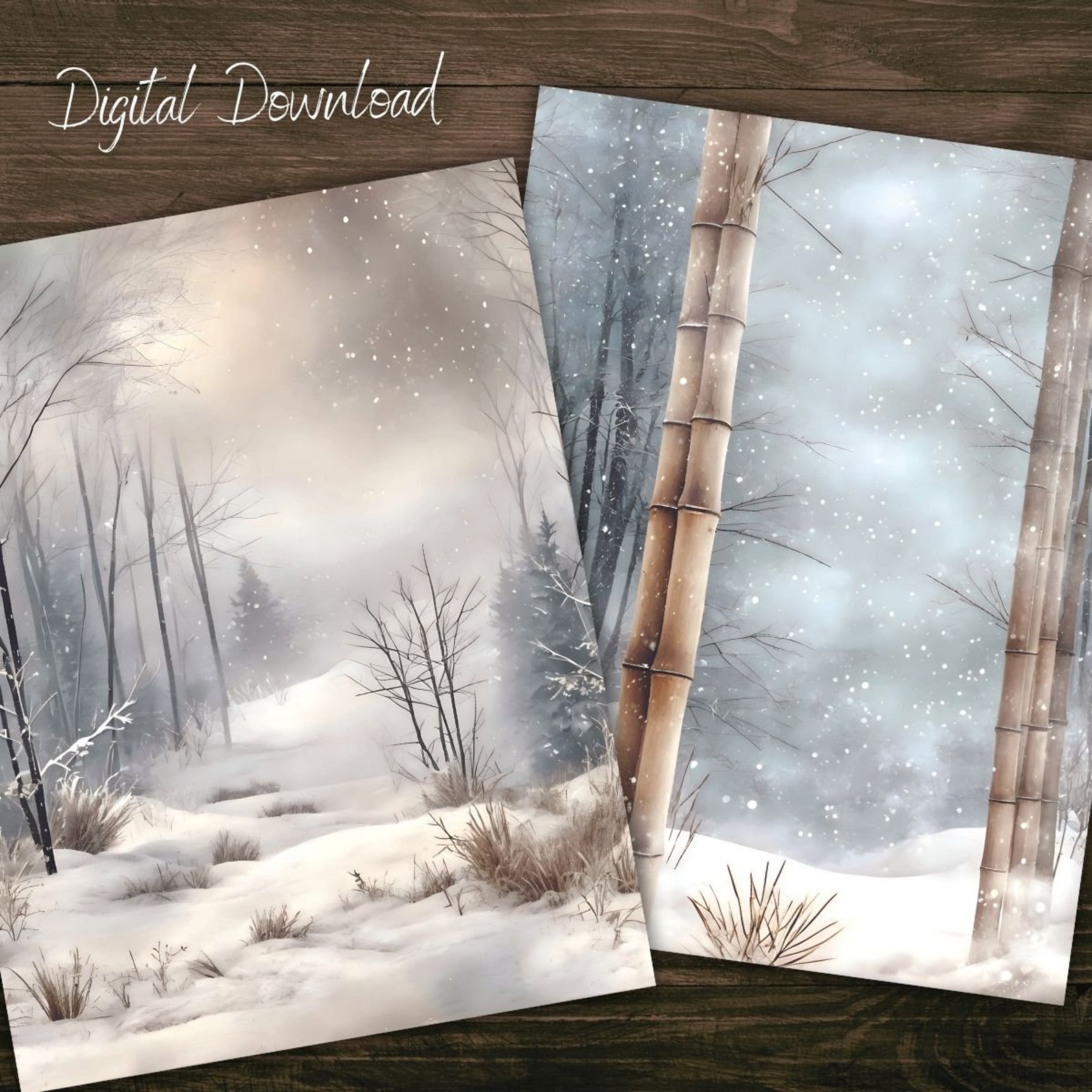 Bamboo Forest, Printable Junk Journal Pages, Digital Scrapbook Kit ...