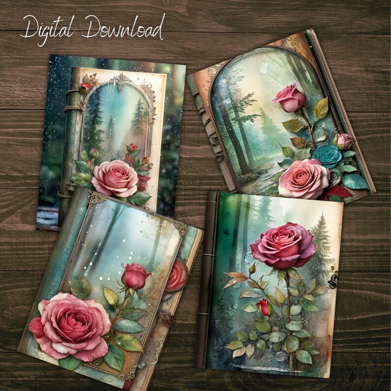 Antique Roses, Vintage Digital Paper Pack, Junk Journals, Card Making ...