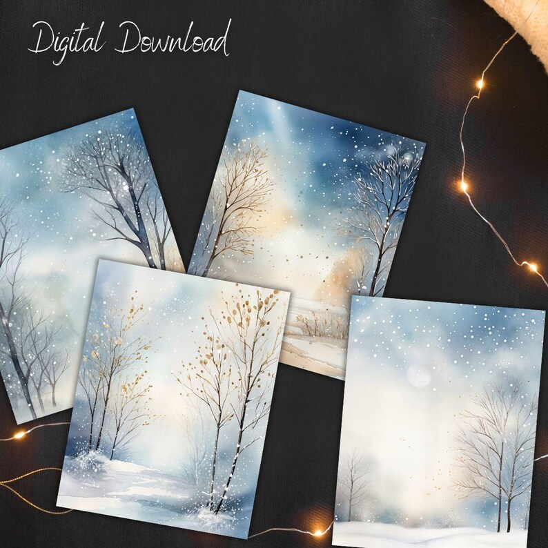 Chilly Winter Forest, Antique Digital Paper, Printable Vintage ...