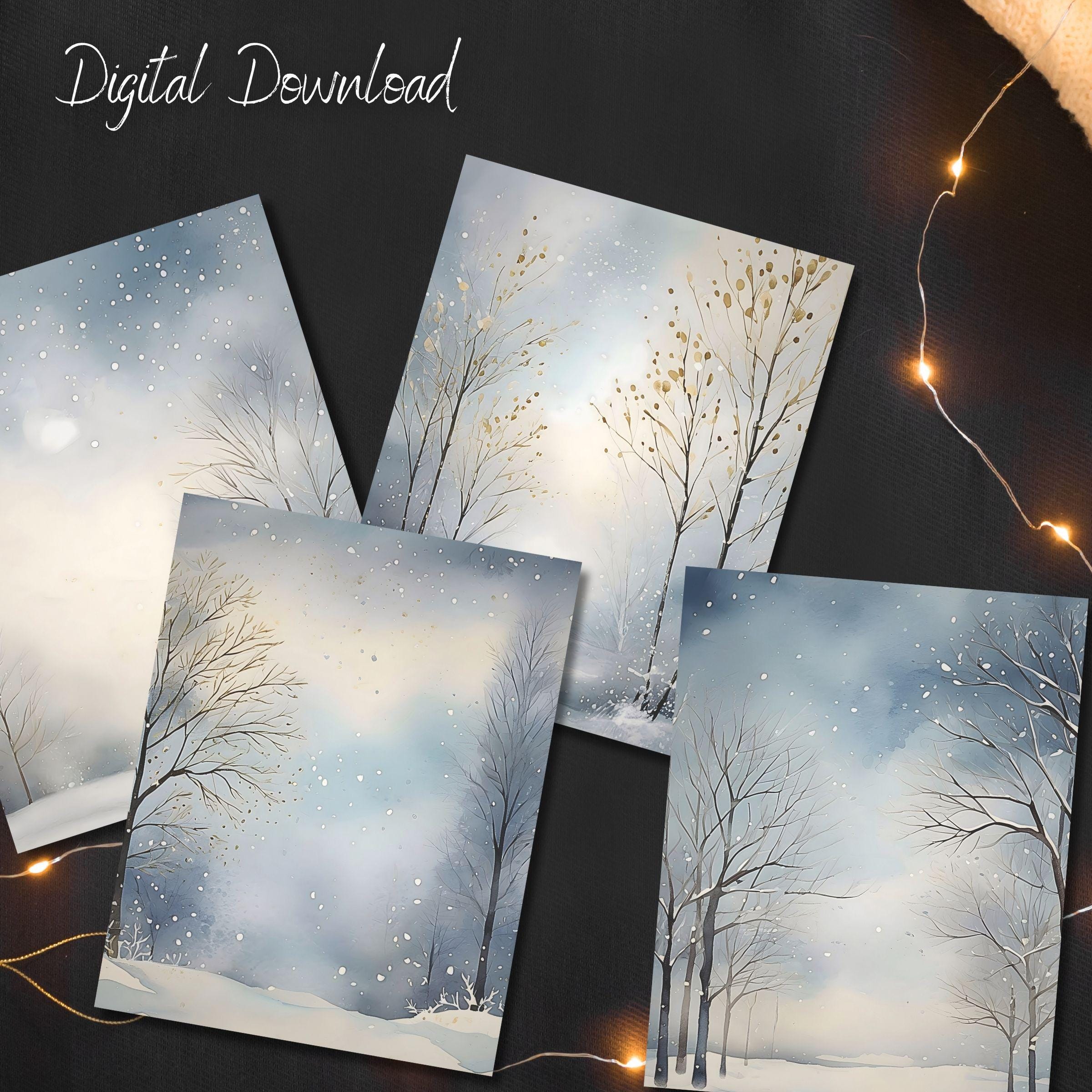 Chilly Winter Forest, Antique Digital Paper, Printable Vintage ...