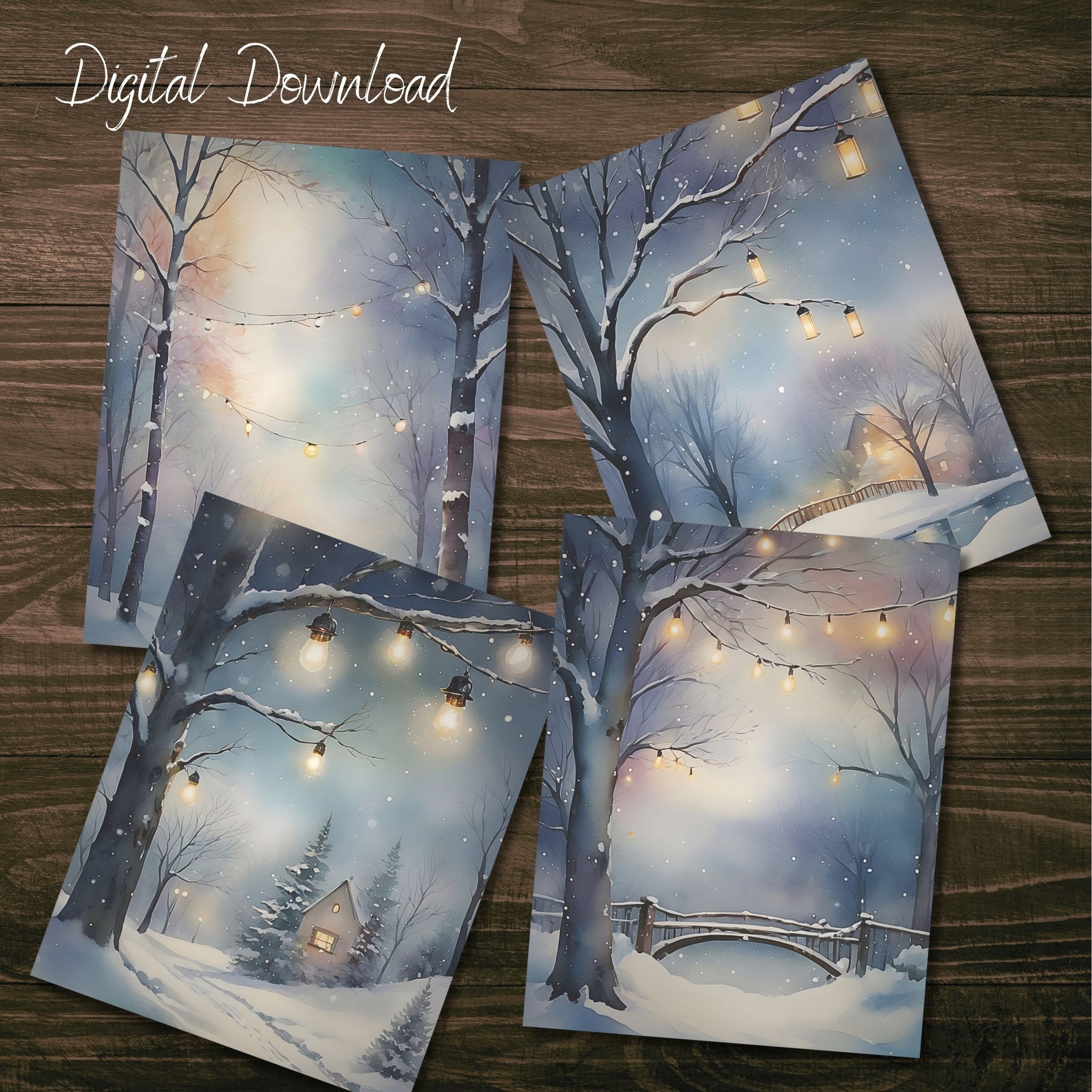 Hanging Light Christmas Digital Paper Pack Vintage & Rustic Designs for ...