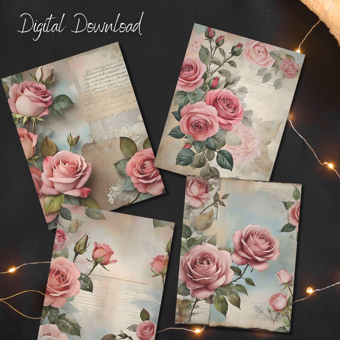 Romantic Vintage Roses, Earth Tones Junk Journal Digital Download ...