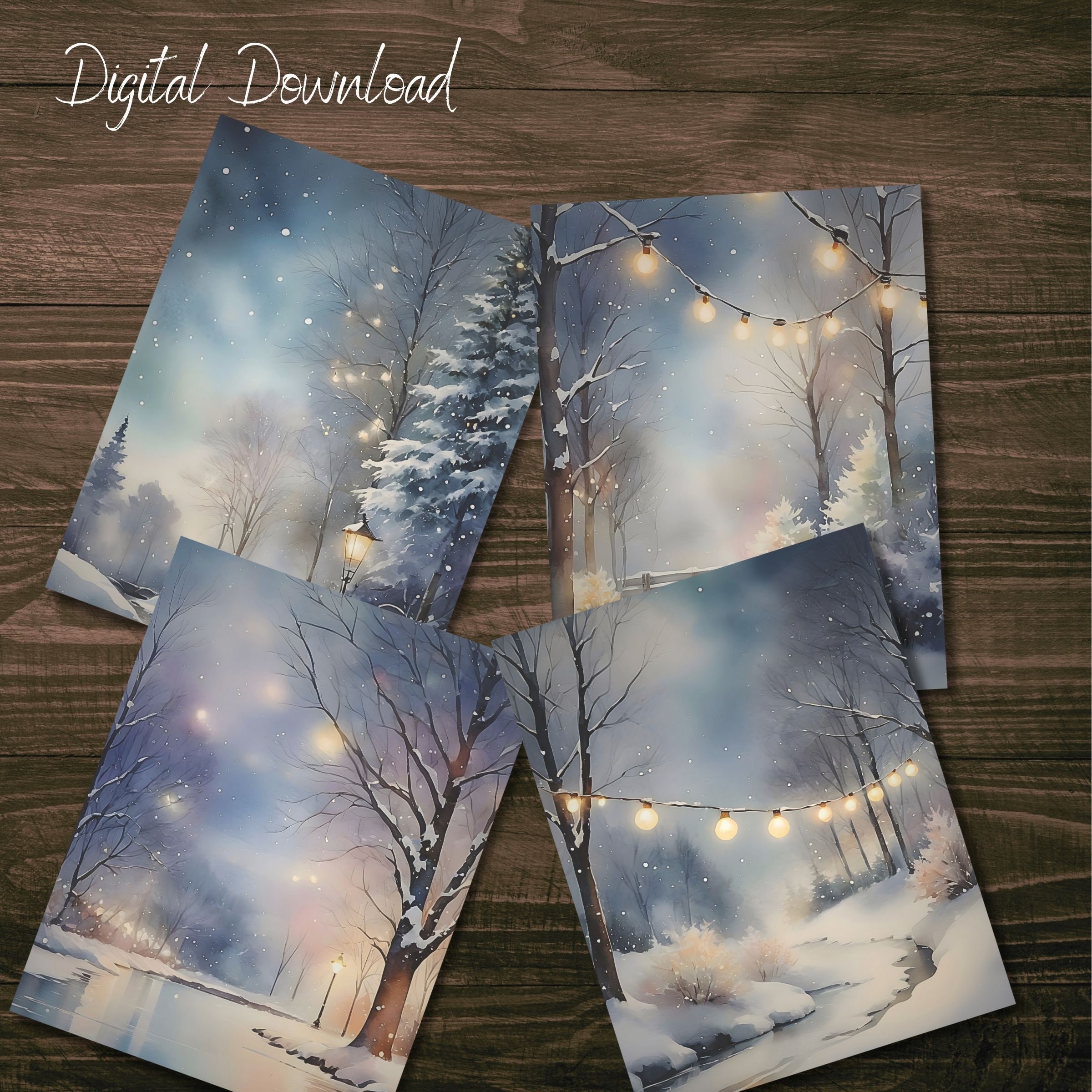 Hanging Light Christmas Digital Paper Pack Vintage & Rustic Designs for ...