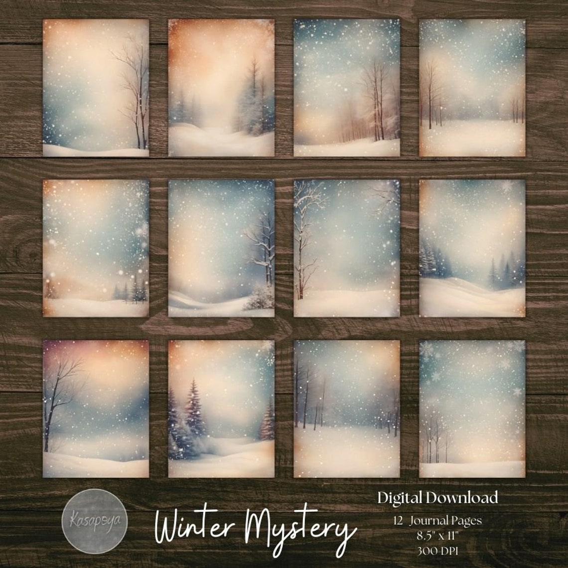 Winter Mystery, Christmas Junk Journal Pages, Digital Scrapbook Kit ...