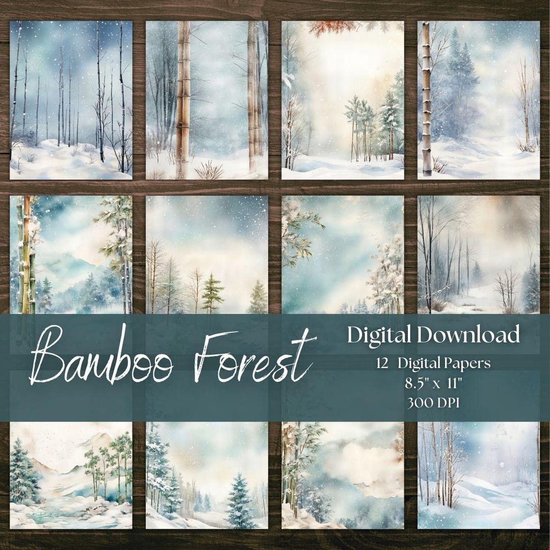 Bamboo Forest, Printable Junk Journal Pages, Digital Scrapbook Kit ...