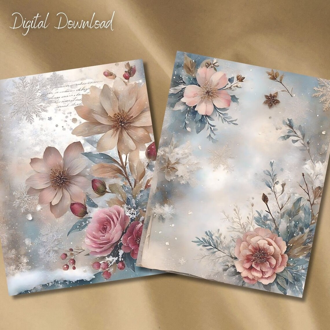 Floral Symphony, Printable Junk Journal Pages, Digital Scrapbook Kit ...