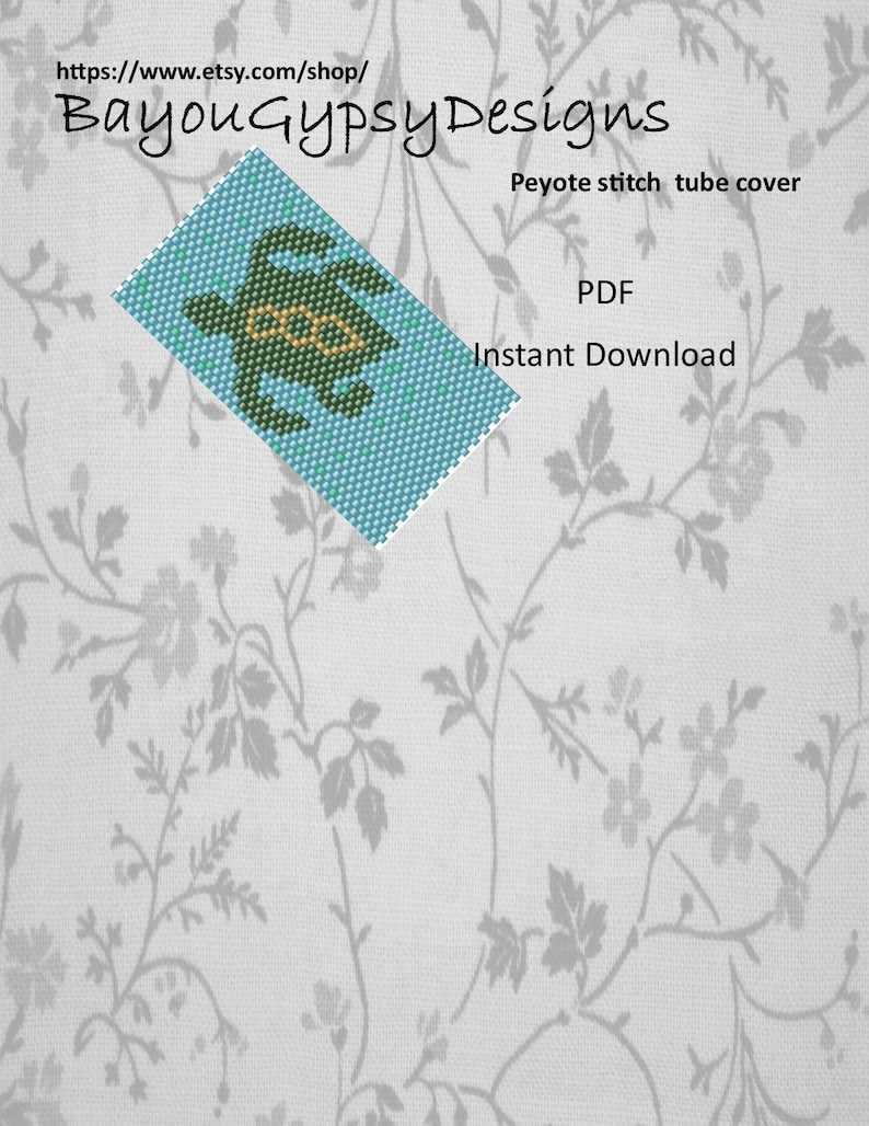 Turtle Peyote Stitch Tube Cover, Pen Cover, Lighter Cover Even Count ...