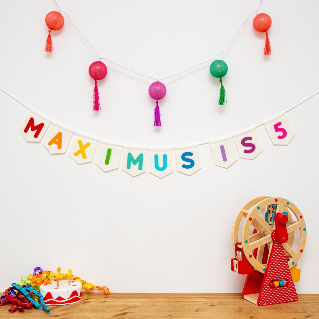 Personalised Birthday Bunting. Age Celebration Bunting. Colourful ...