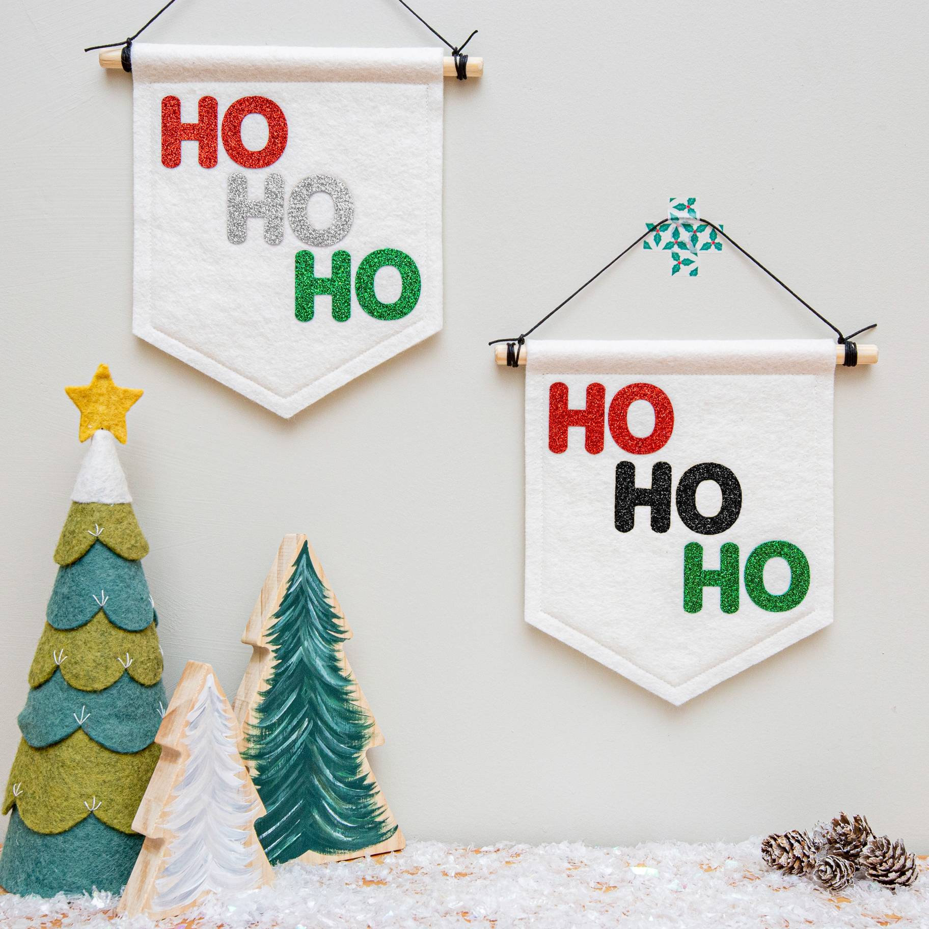 Ho Ho Ho Glitter Christmas Wall Banner Flag Decoration. Nursery Decor ...