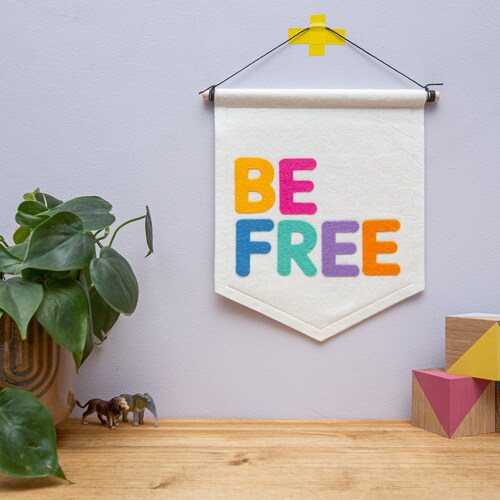 Radiate Positivity Rainbow Pennant Felt Flag - Etsy