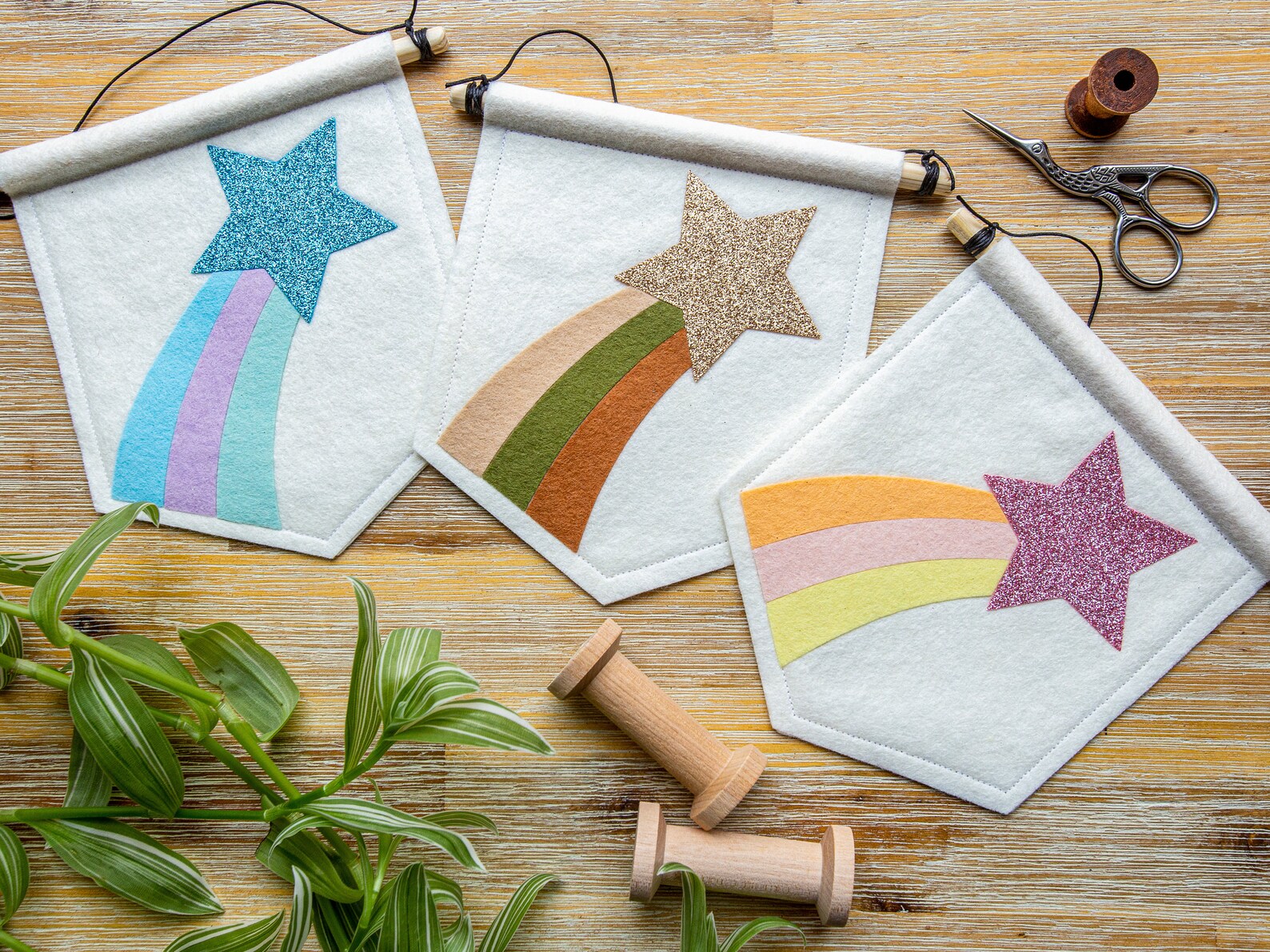 Shooting Star Banner Wall Hanging. Custom Colours Nursery Felt Decor ...