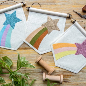 Shooting Star Banner Wall Hanging. Custom Colours Nursery Felt Decor ...