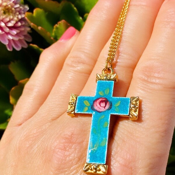Blue Enamel Cross - Etsy