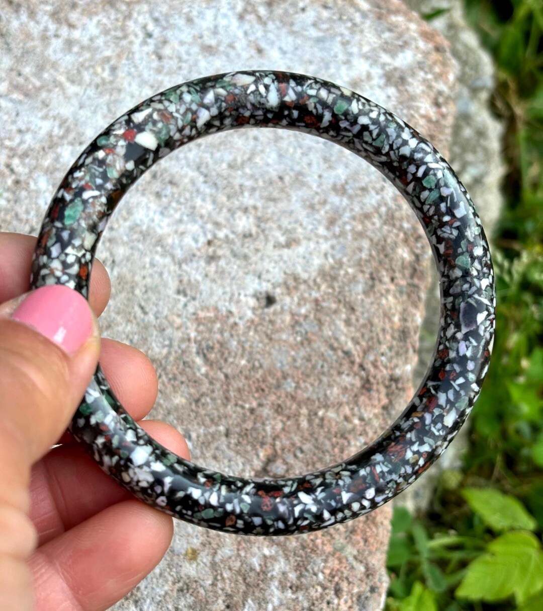 Vintage Crushed Shell Inlay Donut Shape Bangle Bracelet - Etsy