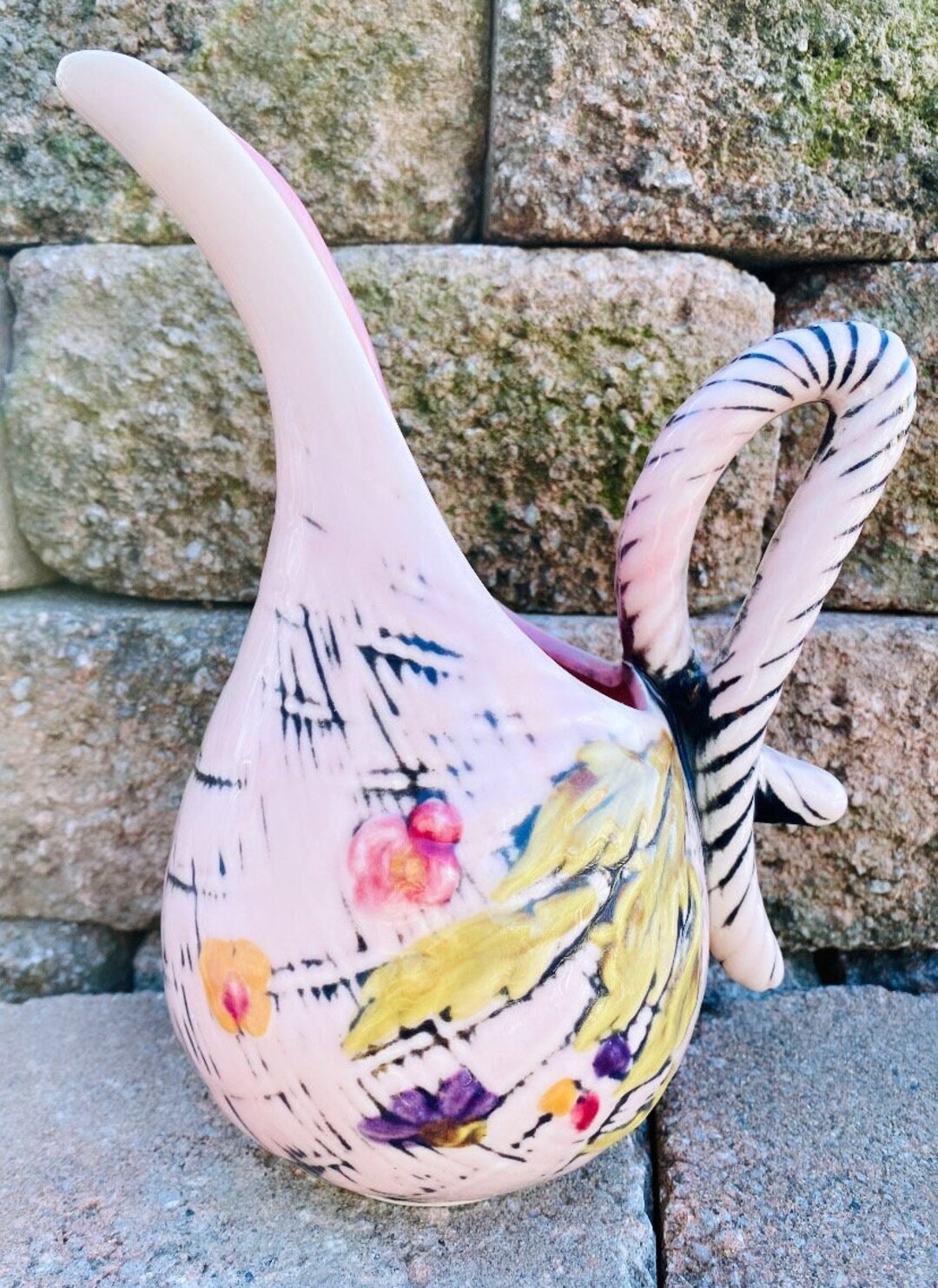 Vintage 1955 Hull T3 Pottery Blossom Flite Pitcher Vase in Pink W ...