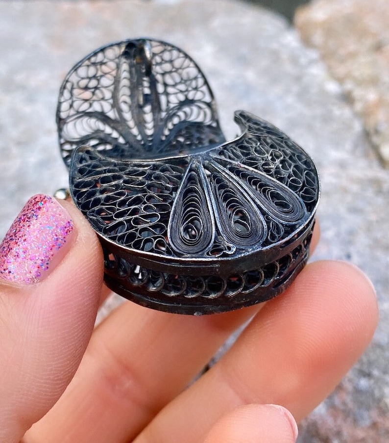 Vintage Silver Metal Filigree Small Purse Chain Necklace, 34” Long #582 ...