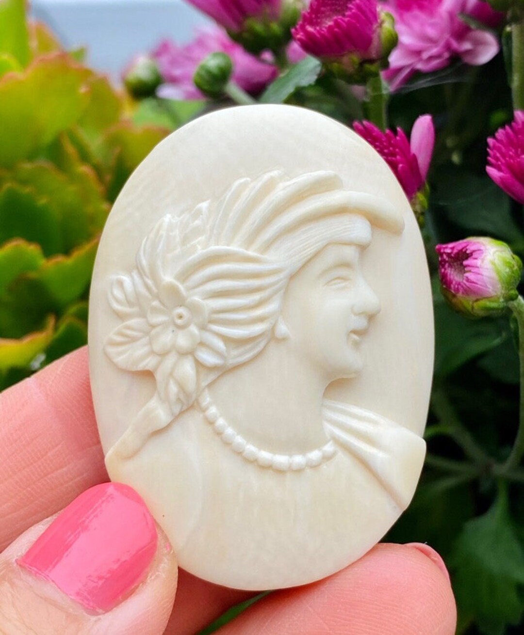 Vintage Hand Carved Cow Bovine Bone Cameo Pin Brooch 248 - Etsy