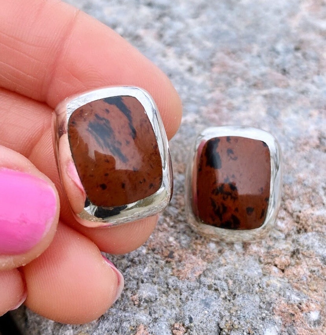 Vintage Mexico T2-13 925 Sterling Silver Jasper Post Earrings #459 - Etsy