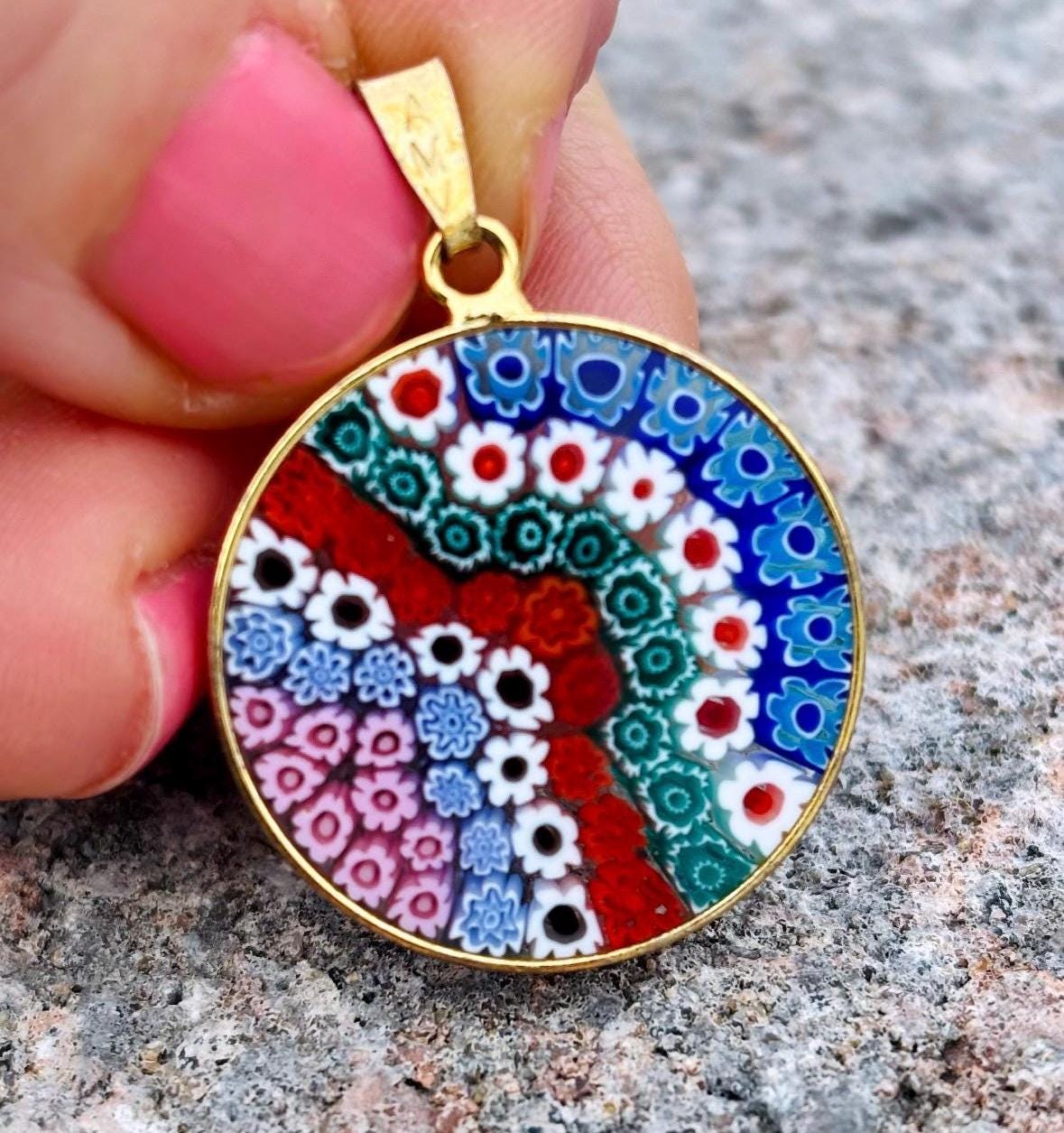 AMV Antica Murrina Veneziana Murano Glass Millefiori Multicolor Gold ...