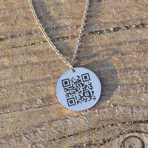 Gold Pendant With QR Code, Secret Message Necklace, QR Code Jewelry ...