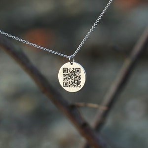 Gold Pendant With QR Code, Secret Message Necklace, QR Code Jewelry ...