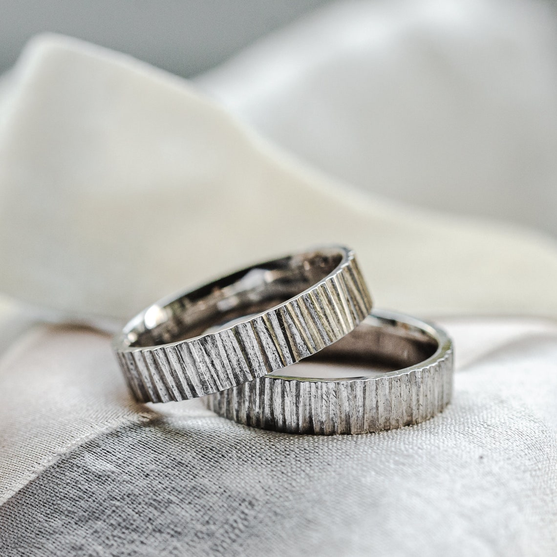 Tree Bark Wedding Ring, Matching Wedding Rings, Couple Wedding Bands - Etsy