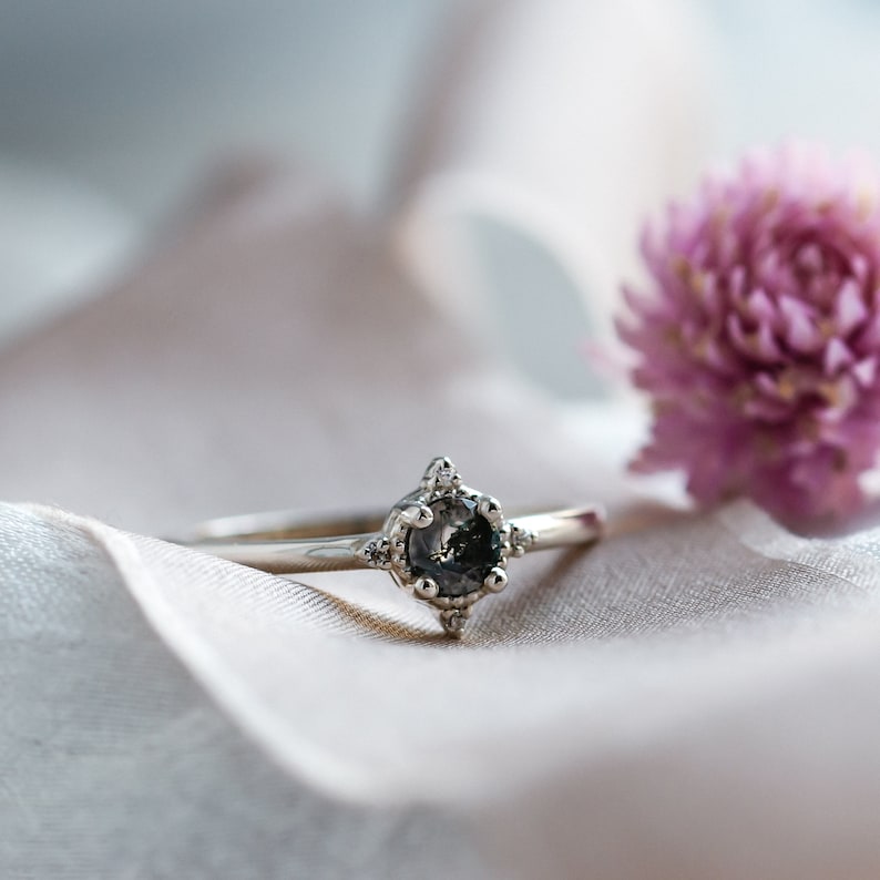 Moss Agate Engagement Ring, Minimalist Moss Agate Ring, Gemstone ...