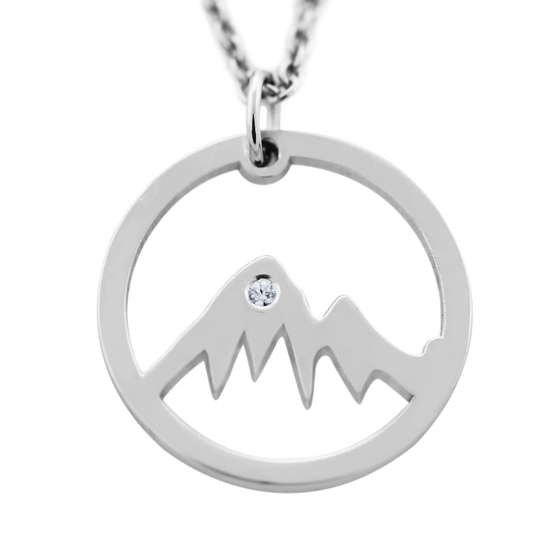 Solid Gold Mountain Necklace, Mountain Pendant, Hiking Necklace With a ...