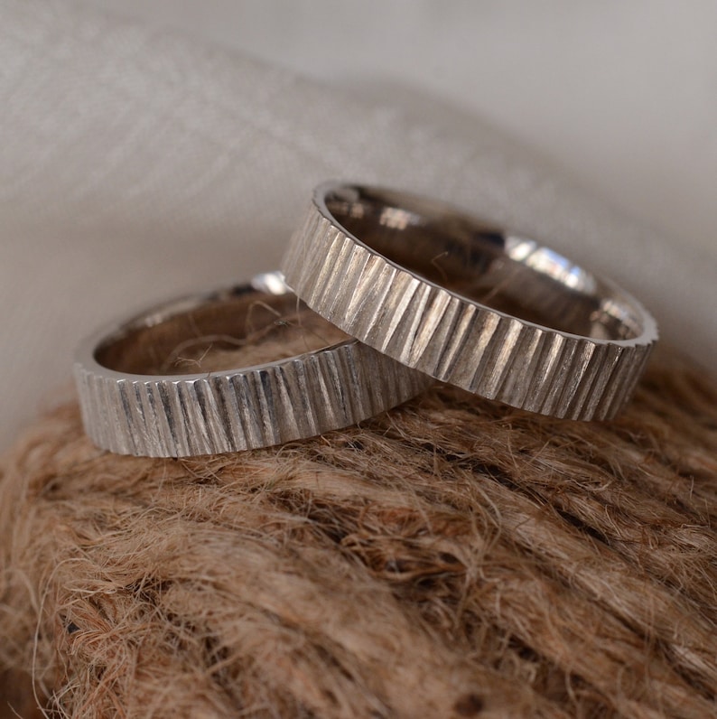 Tree Bark Wedding Ring Matching Wedding Rings Couple Wedding - Etsy