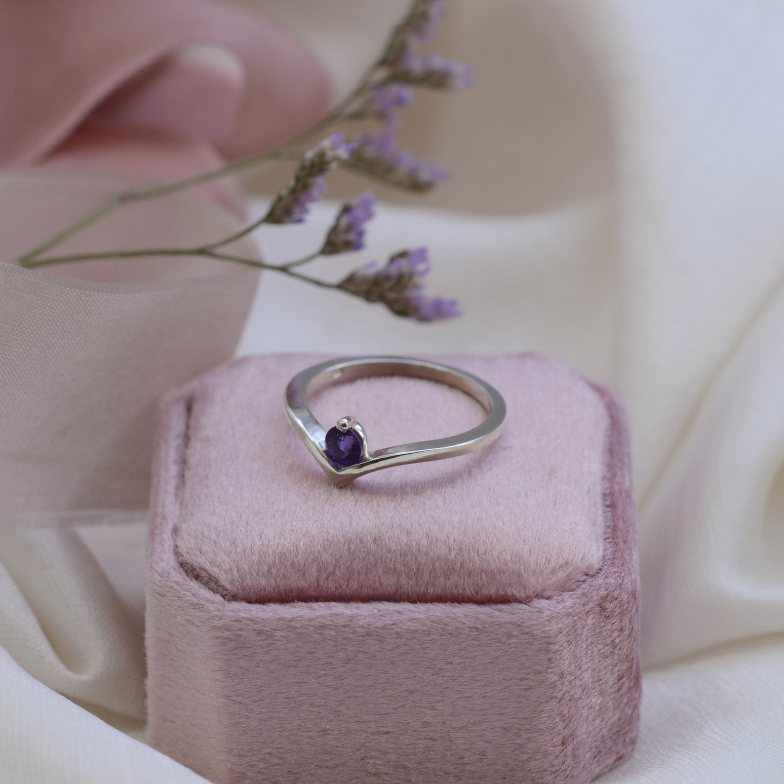 Gold Amethyst Engagement Ring Minimalist Amethyst Ring | Etsy