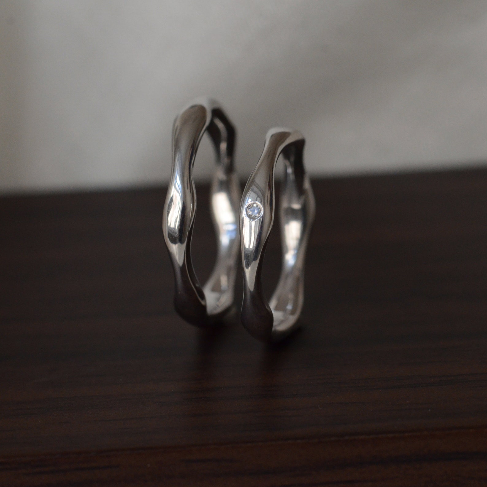 Wavy Wedding Band His and Hers Wedding Bands Matching | Etsy