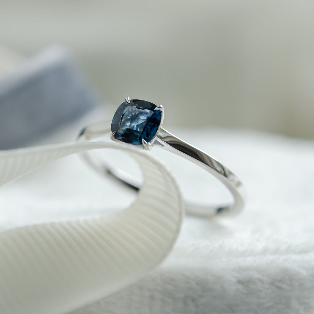 Light Blue Sapphire Ring, Cushion Cut Sapphire Ring, Solitaire Sapphire ...