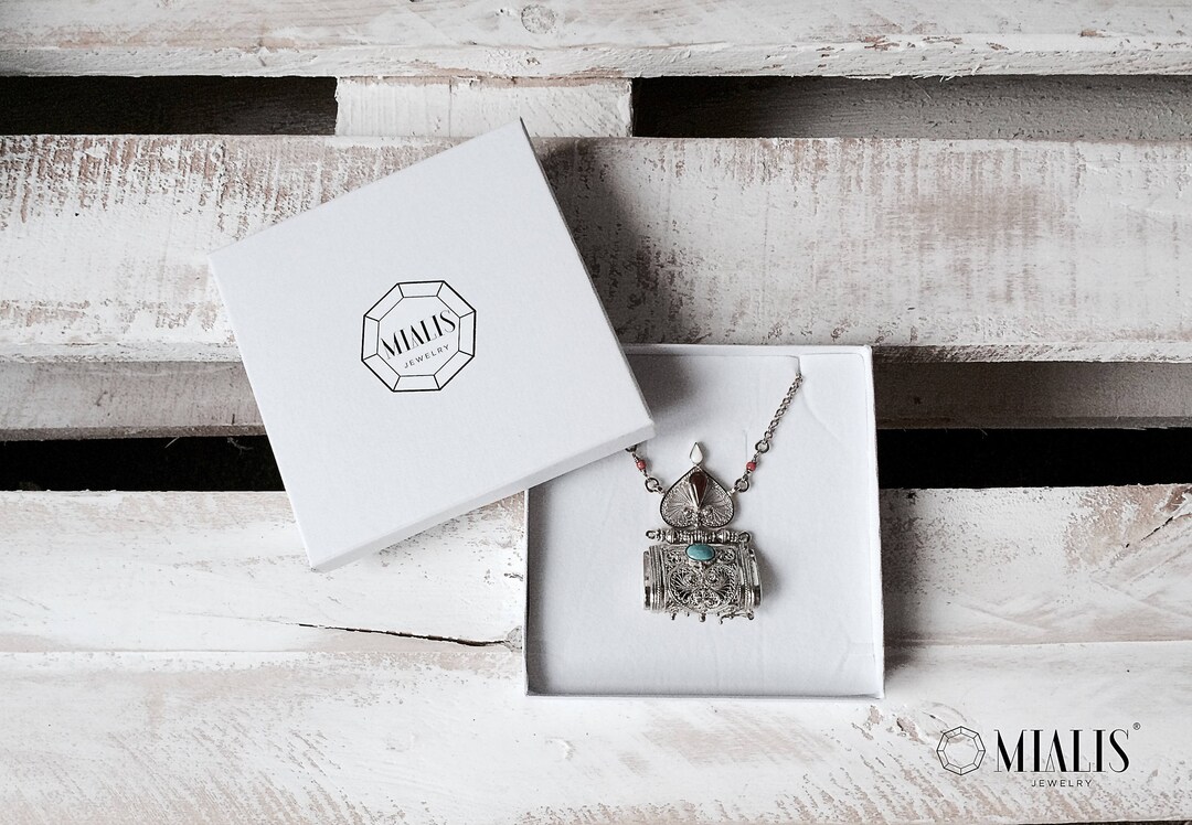 Turquoise Silver Necklace•vintage Handmade Necklace•silver Amulet ...