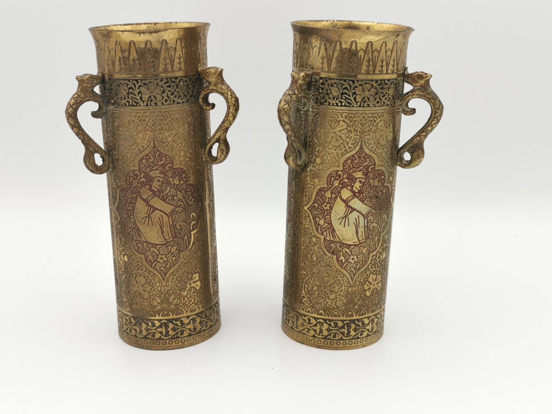Pair of Kinco Brass Vases 1920's 30's Vases Home Décor Home & Living etna.com.pe