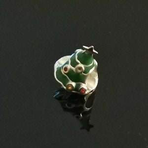 Solid 925 Silver & Enamel Christmas Tree Charm 1.5cm - Etsy