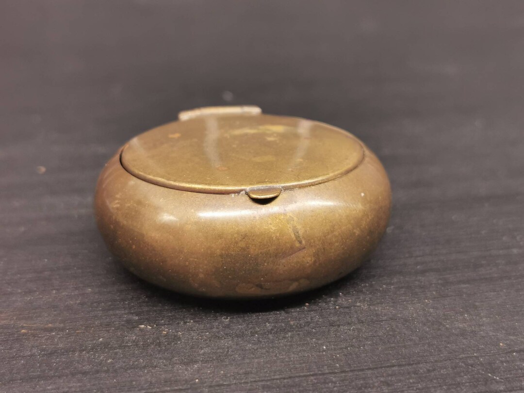 Antique Brass Snuff Box, Round Lidded Brass Box - Etsy