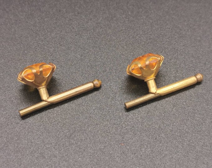 Pair of Vintage Spring Loaded Orange Cufflinks - Etsy