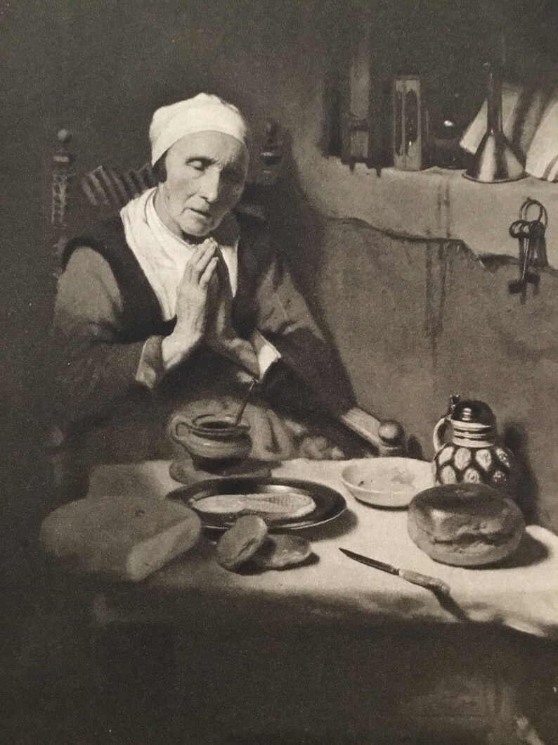 Maes. Old Woman Saying Grace. 1920's Antique Print - Etsy
