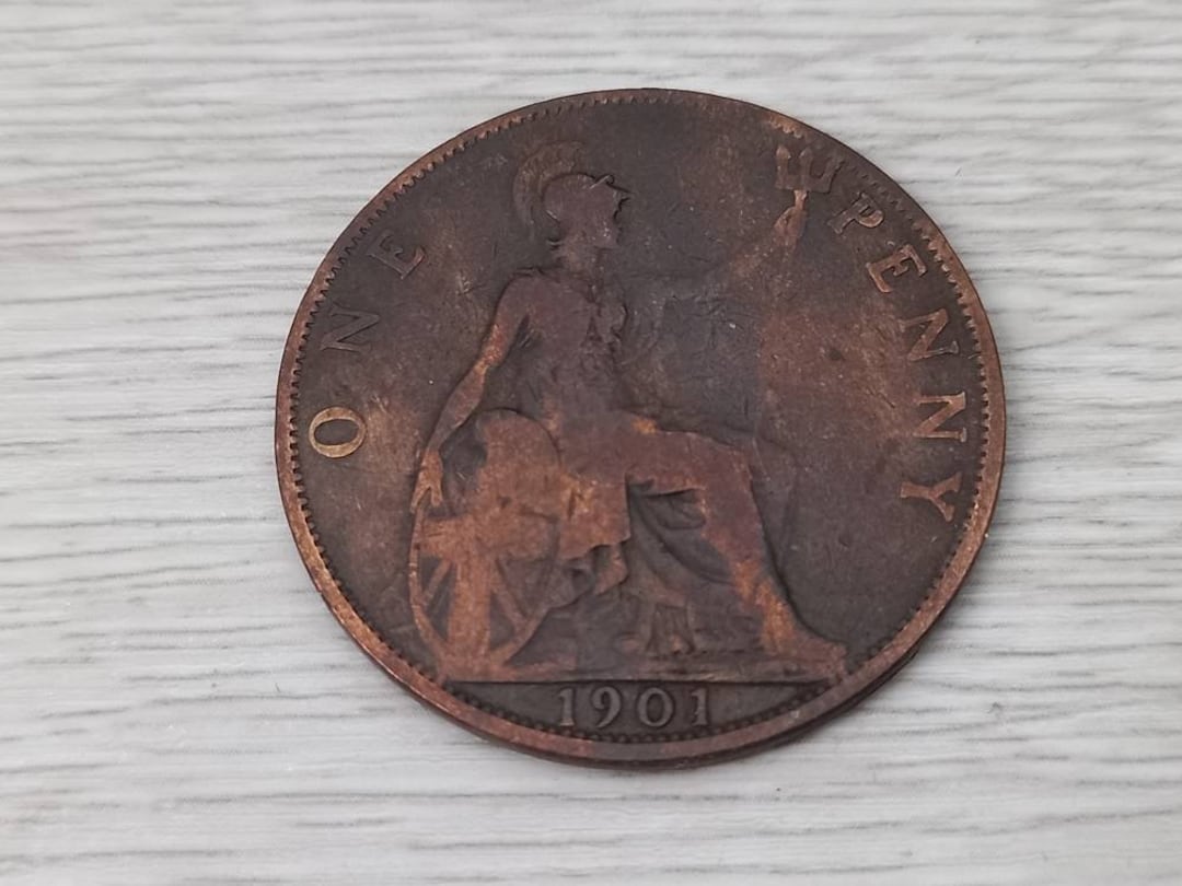 1901 Queen Victoria One Penny Coin British Money Antique - Etsy