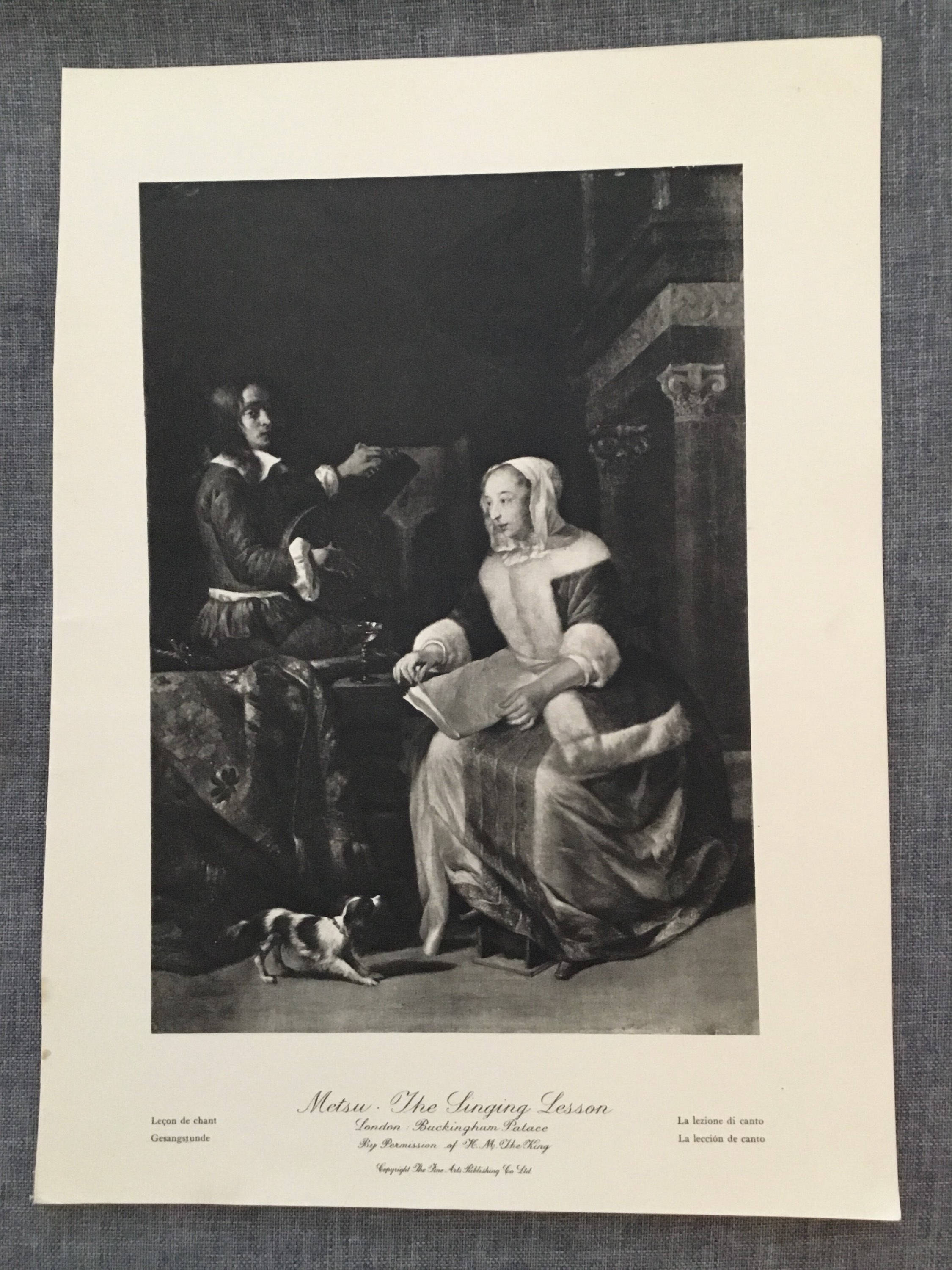 Prints The singing lesson 1920's antique print Metsu Lithographs Art ...