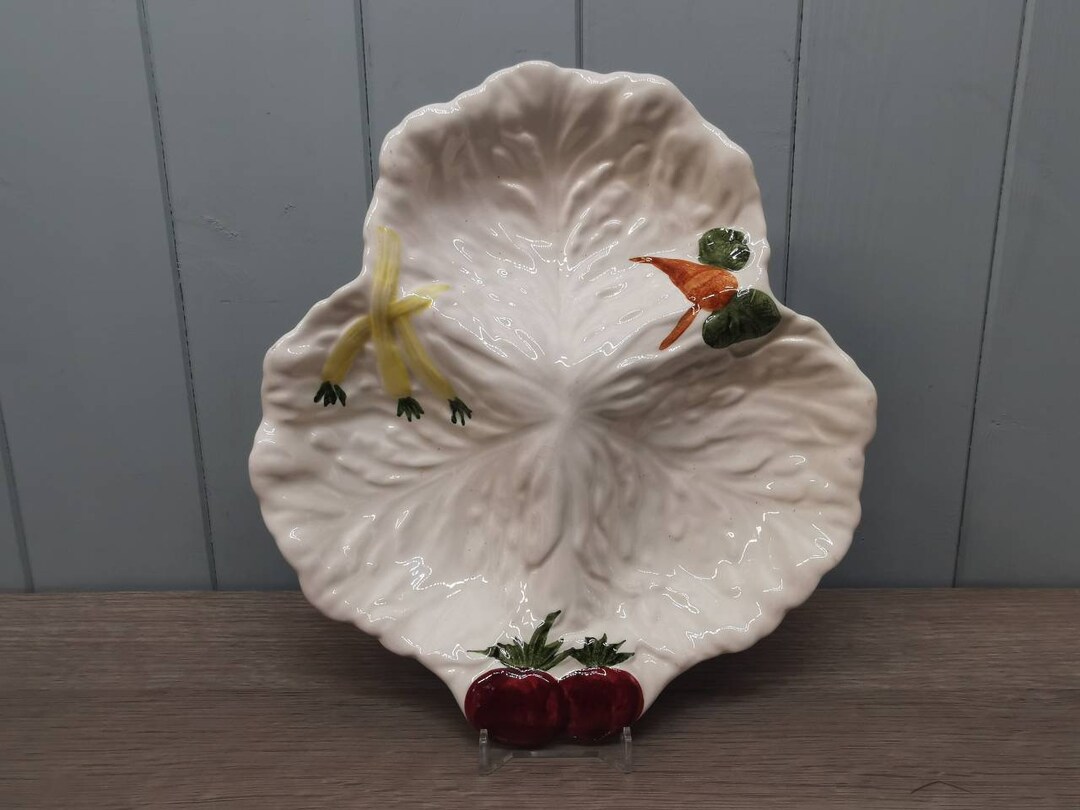Vintage Kelsboro Ware White Lettuce Leaf Dish / Plate, Three Dish Plate ...